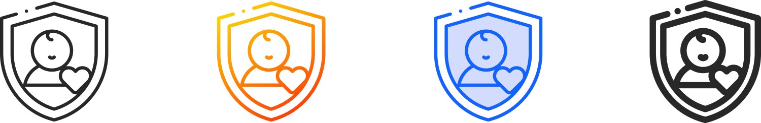 Children iconthin linear gradient blue stroke Vector Image