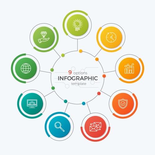 Circle infographic 9 options Royalty Free Vector Image
