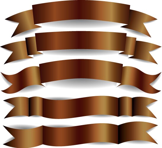 Gold ribbon banner with brown background Vector Image