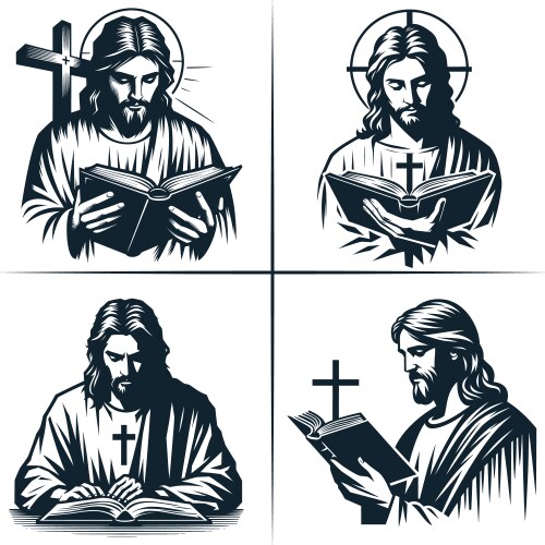 Jesus christ cross praying Royalty Free Vector Image