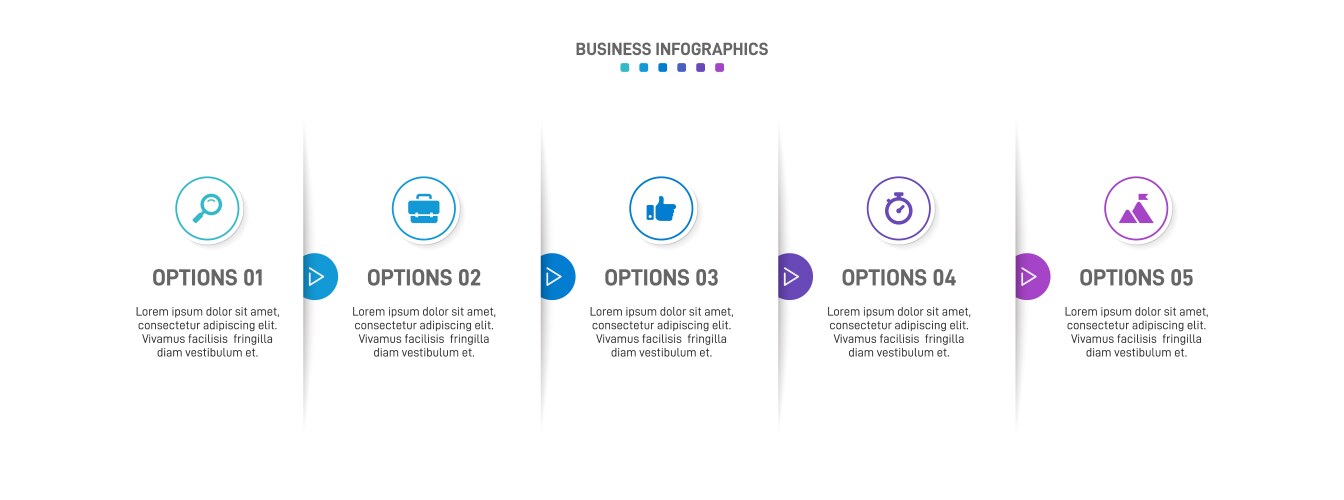 Horizontal progress bar featuring 5 arrow-shaped Vector Image