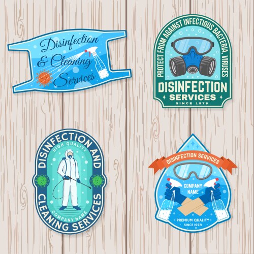 Disinfection and cleaning services badge logo Vector Image