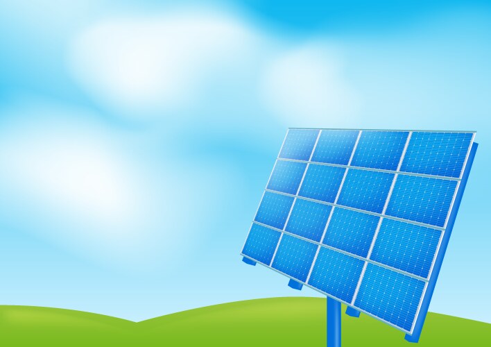 Sun and solar panels eco Royalty Free Vector Image