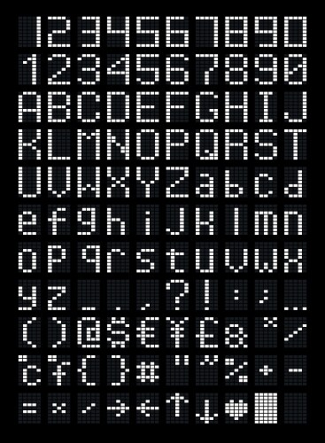 Digital letters and numbers set Royalty Free Vector Image