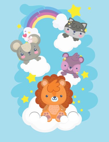 Cute little mouse on cloud Royalty Free Vector Image