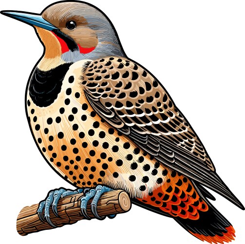 Northern flicker isolated on white background Vector Image