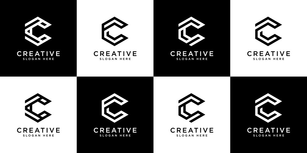 Creative letter c icon set design for business Vector Image