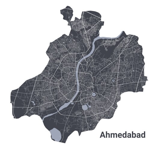 Ahmedabad map detailed of city Royalty Free Vector Image