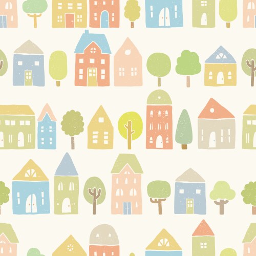 Cute houses pattern Royalty Free Vector Image - VectorStock