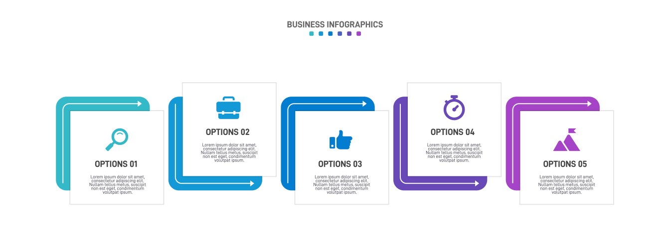 Horizontal progress bar featuring 5 arrow-shaped Vector Image