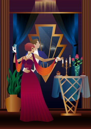 Man and woman dancing window Royalty Free Vector Image