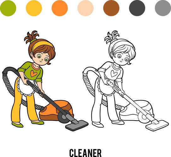 Cute Maid Coloring Page Royalty Free Vector Image