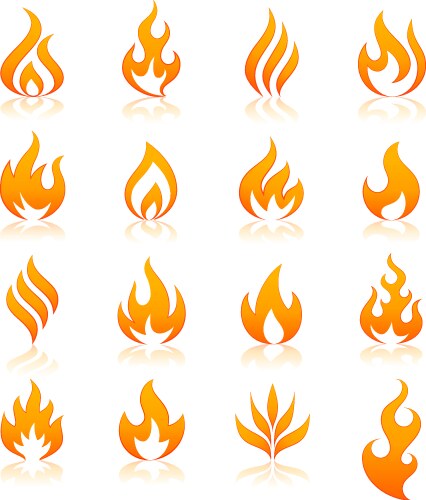 Colorful fire flames set Royalty Free Vector Image