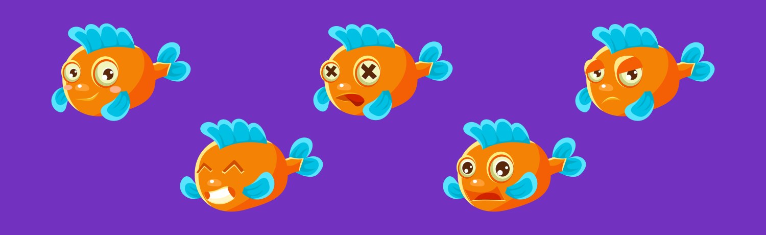 Funny fish with emotion and face expression Vector Image