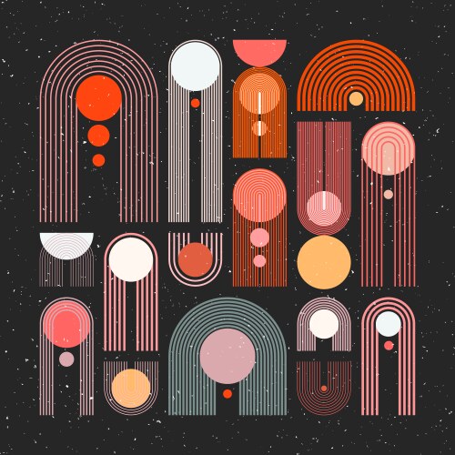 Mid century arch and circle elements modern Vector Image