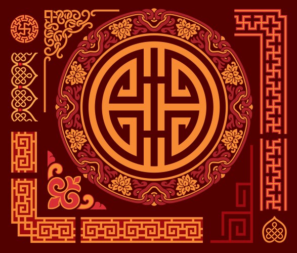 Set of oriental design elements Royalty Free Vector Image