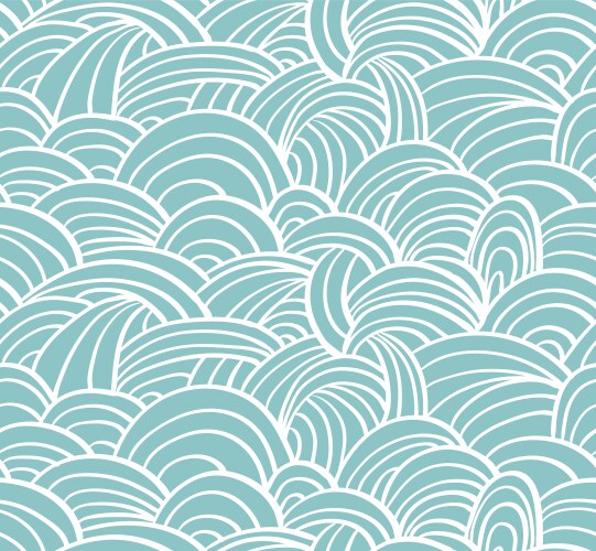 Seamless sea hand-drawn pattern waves background Vector Image