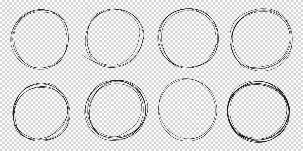 Hand drawn circle line sketch frames Royalty Free Vector