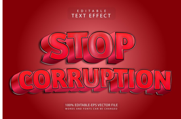 Stop corruption editable text effect 3 dimension Vector Image