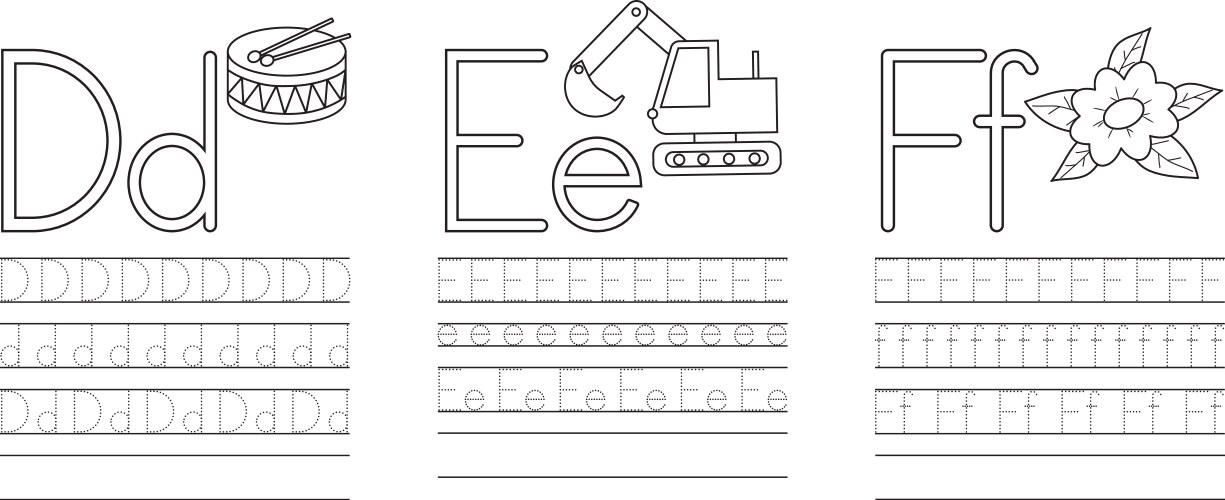 Writing practice letters mno coloring book Vector Image