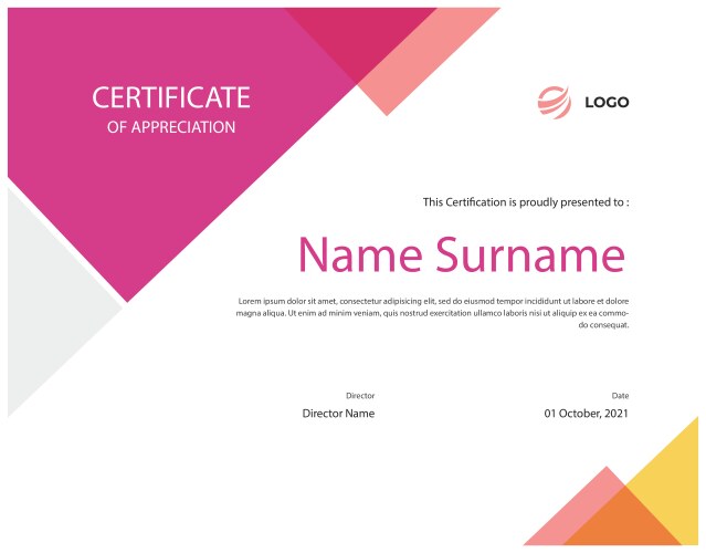 Abstract colored shapes certificate design Vector Image