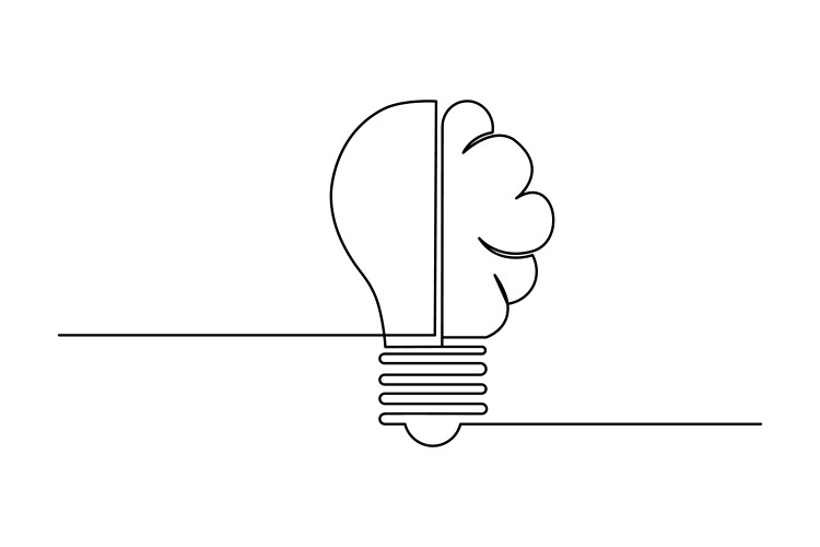 Light bulb continuous one line drawing Royalty Free Vector