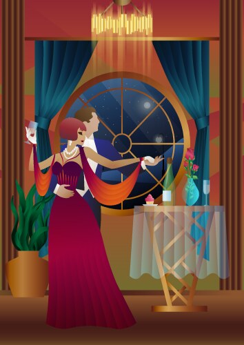 Man and woman dancing window Royalty Free Vector Image