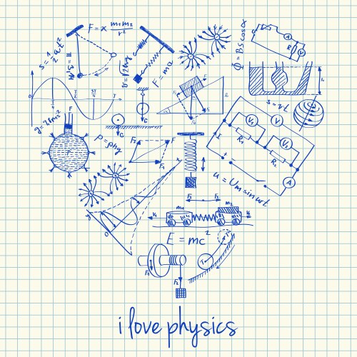 I love math doodles in heart Royalty Free Vector Image