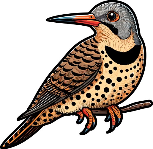 Northern flicker isolated on white background Vector Image