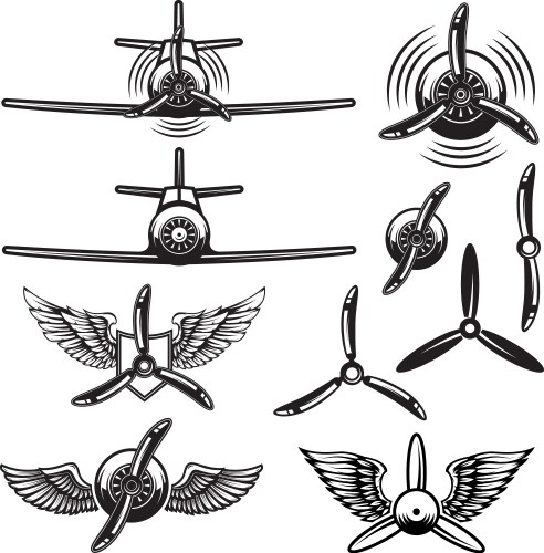 Airplane propeller with bird wings design element Vector Image