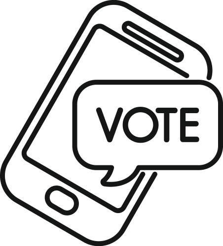 Smartphone showing vote speech bubble for online Vector Image