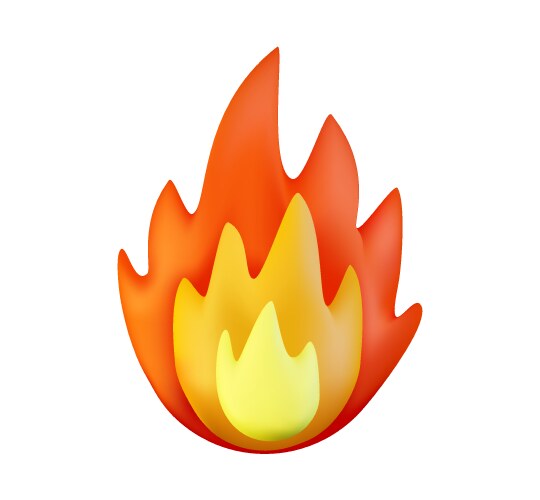 3d fire and percentage icon Royalty Free Vector Image