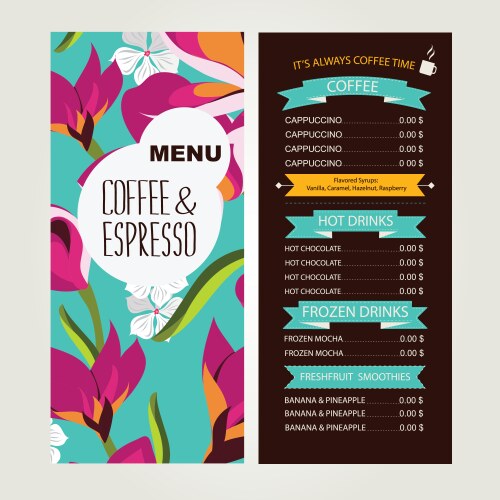 Cafe menu template design Royalty Free Vector Image