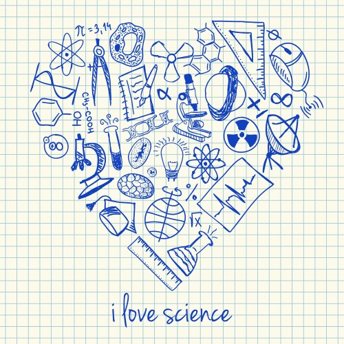 I love math doodles in heart Royalty Free Vector Image