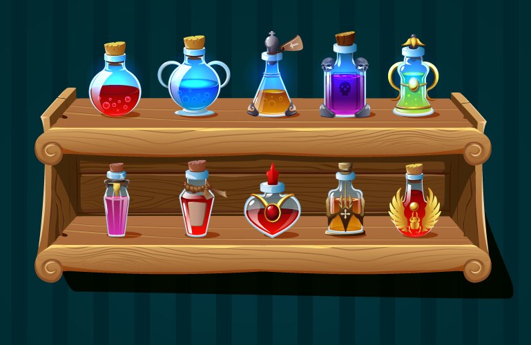 Magic potion game background Royalty Free Vector Image