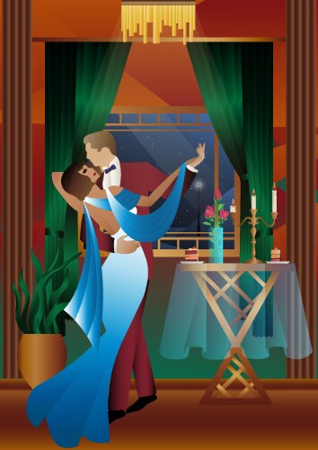 Man and woman dancing window Royalty Free Vector Image