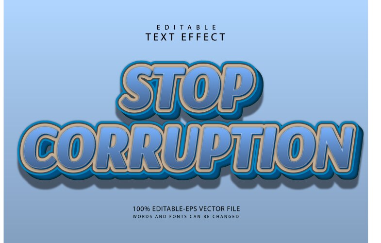 Stop corruption editable text effect 3 dimension Vector Image