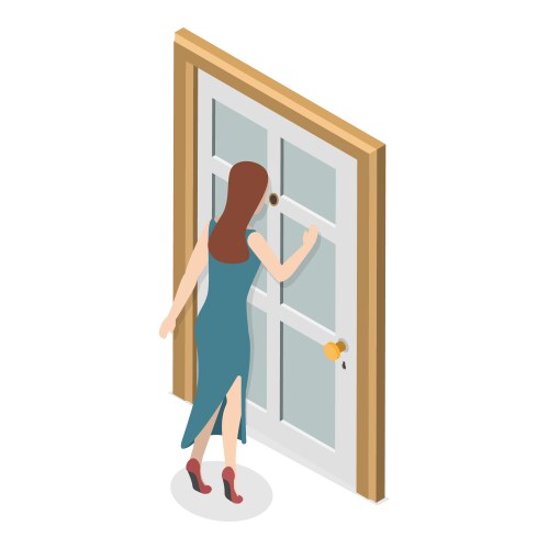 3d isometric flat set of spying people Royalty Free Vector