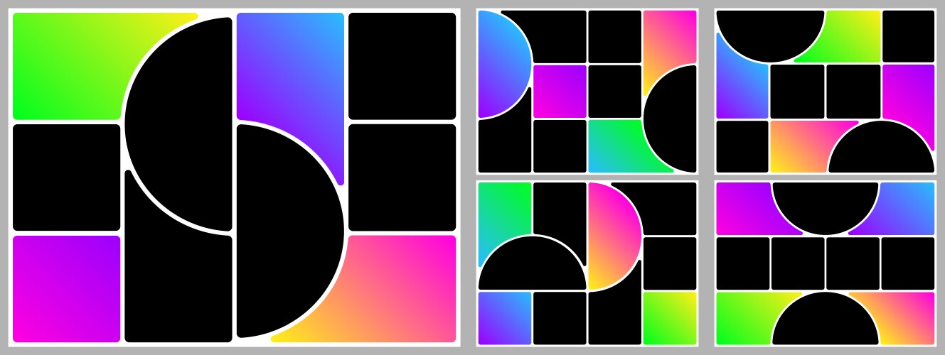 4x3 brutalist grid template photo layout bento Vector Image