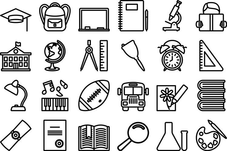 Set of black and white school logos Royalty Free Vector
