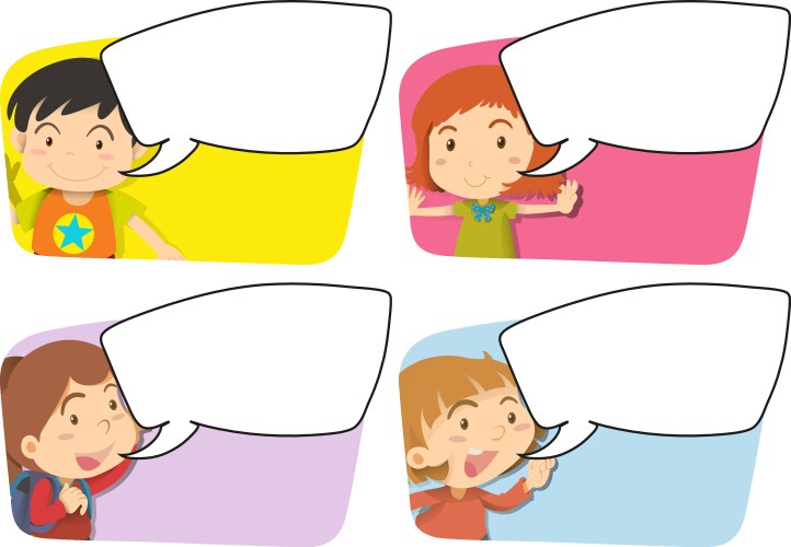 Boy and girl with blank speech bubbles Royalty Free Vector
