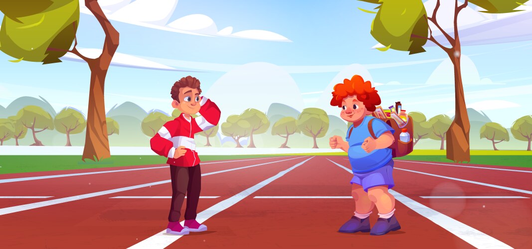 Two Kids Running Cartoon