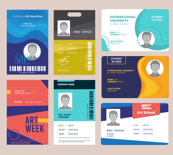Id card or badge mockups identification name tags Vector Image