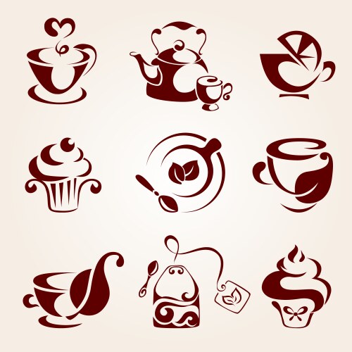 Coffee and tea cups Royalty Free Vector Image - VectorStock