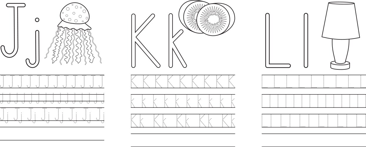 Writing practice letters mno coloring book Vector Image