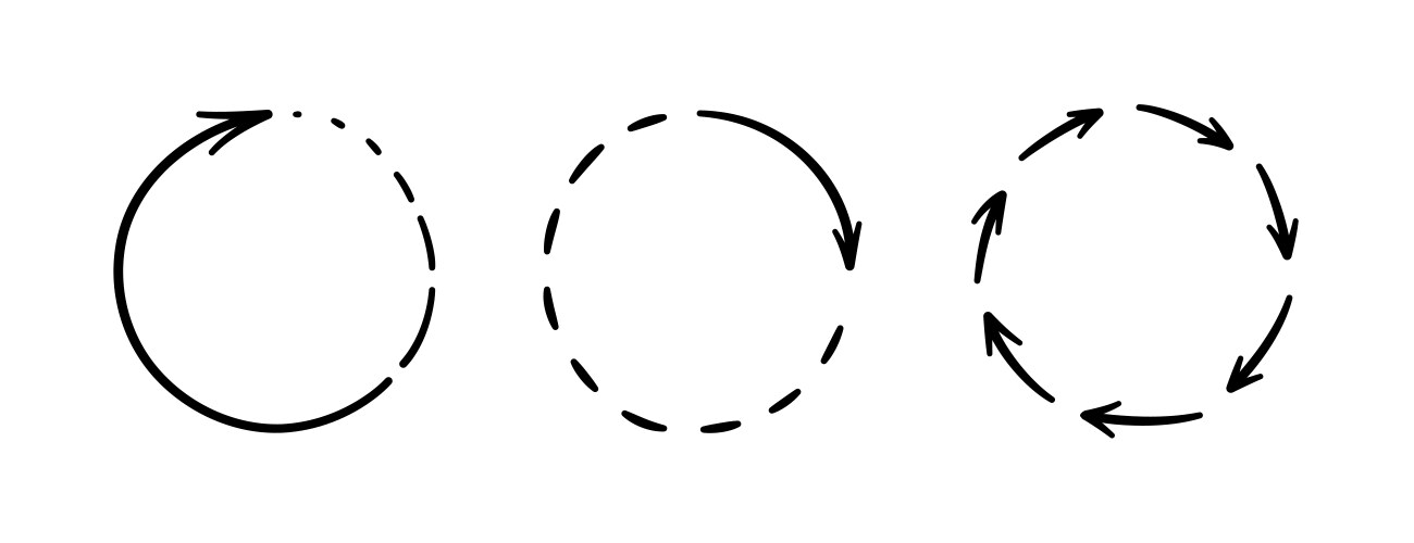 Circle arrow icon set interconnecting round Vector Image