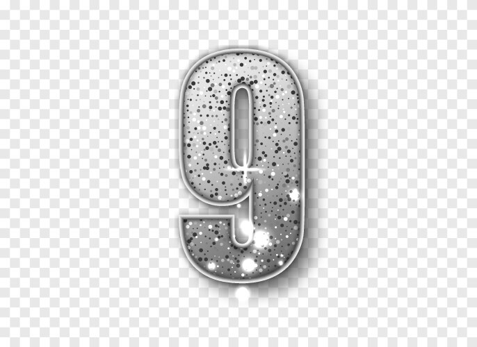 Silver glitter number eight realistic Royalty Free Vector