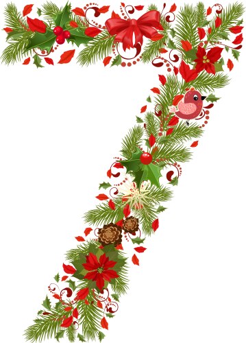 Set of numbers christmas tree from 1 to 3 Vector Image