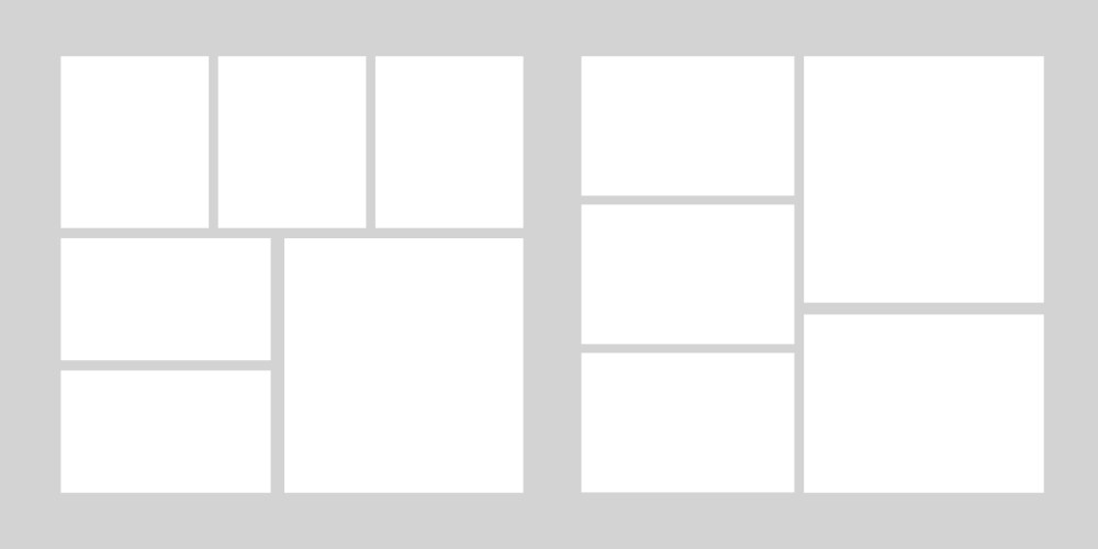 Photo grid collage frames template moodboad Vector Image