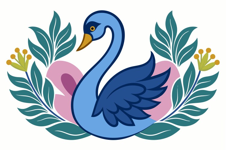 Swan design with fine details d Royalty Free Vector Image